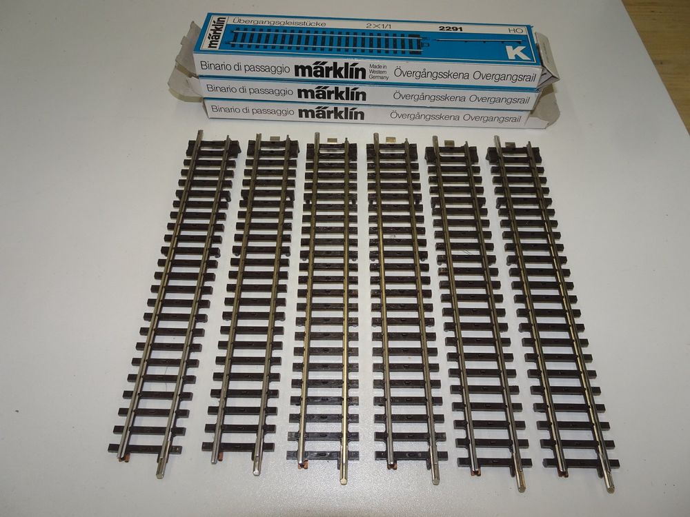 6 Märklin K-Gleis Schienen Übergangsgleis M-Gleis HO 2291 (Gebraucht ...