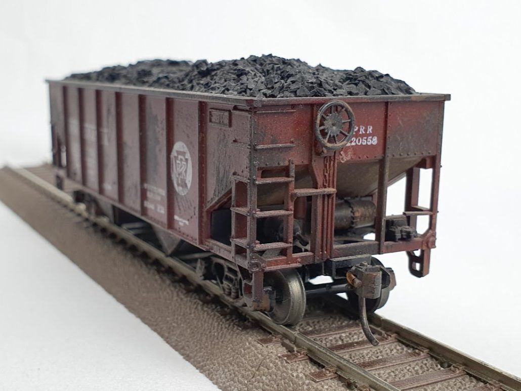 Pennsylvania Open Bay Hopper 220558 , beladen/Kohle , H0 (Gebraucht) in ...