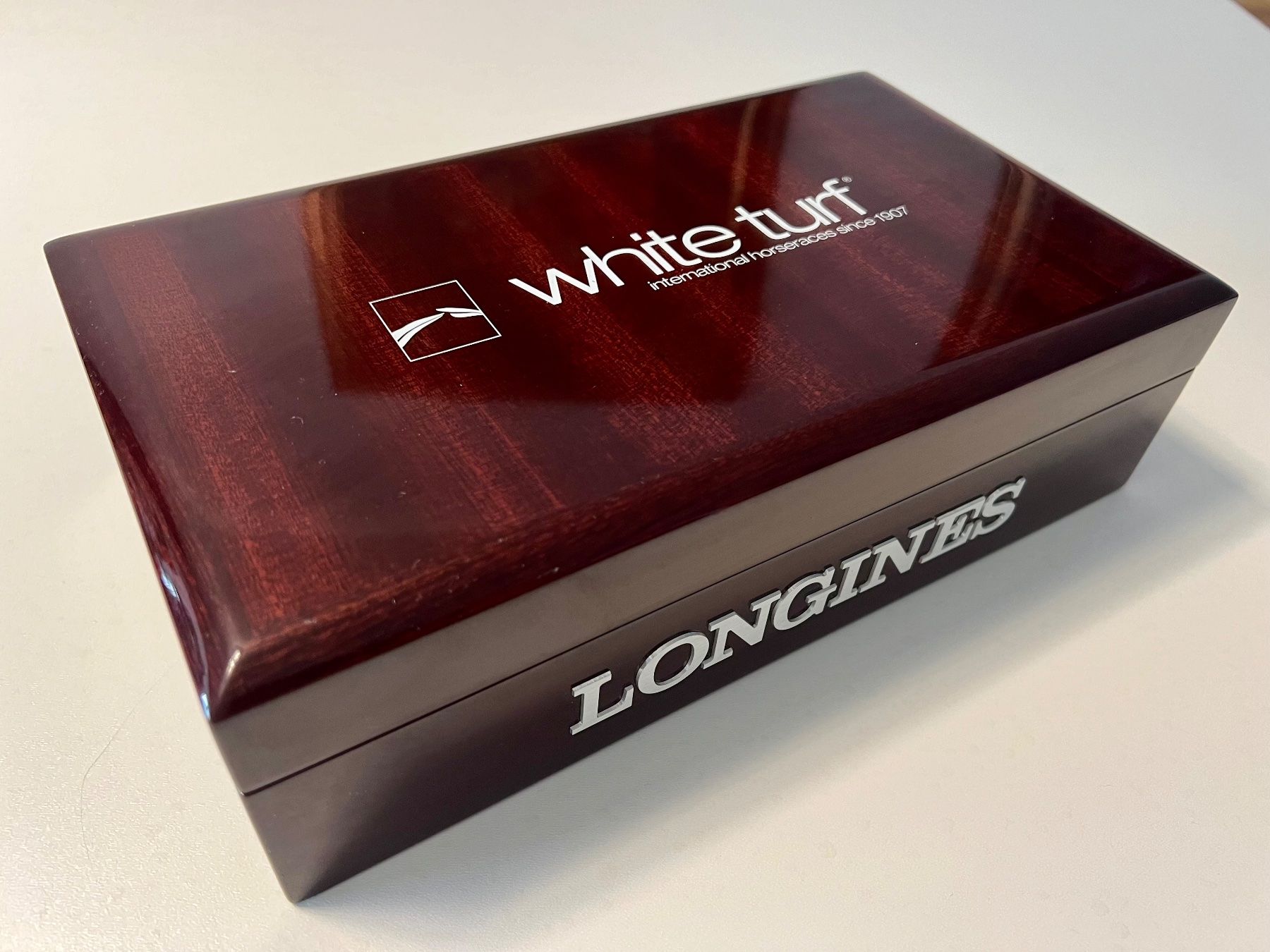 LONGINES original “White Turf” XL precious wood watch box (Gebraucht ...