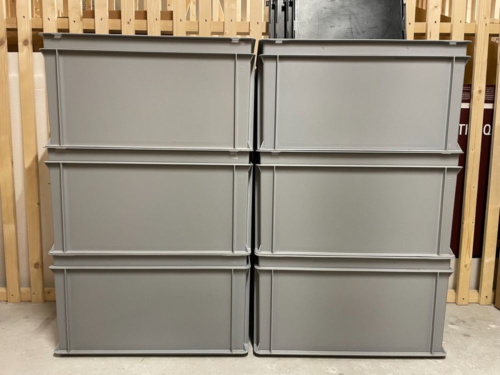 6 Stk. Utz Rako Behälter Box 60l (60x40x32.5cm), grau (Gebraucht) in ...