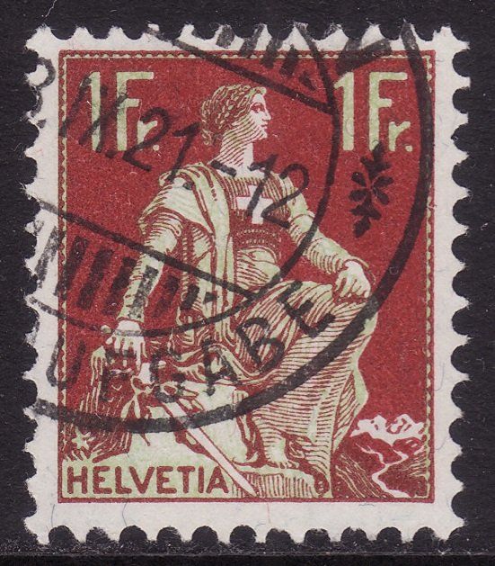 SBK-Nr. 115 (Helvetia mit Schwert, 1908) gestempelt (Gebraucht) in Teufenthal AG für CHF 0.5 ...