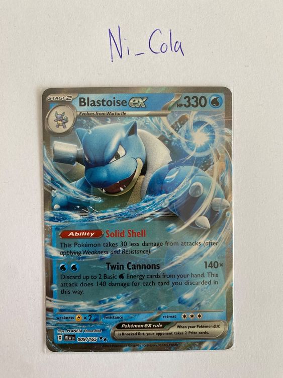 Blastoise/Turtok EX Pokemon 151 Karte 009/165 EN, Neu! (Neu (gemäss ...