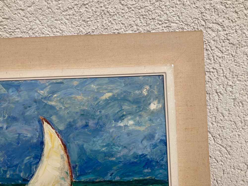 Gemälde Segelboot Fischer Meer Strand (Gebraucht) in Engwilen für CHF 90 – nur Abholung auf ...