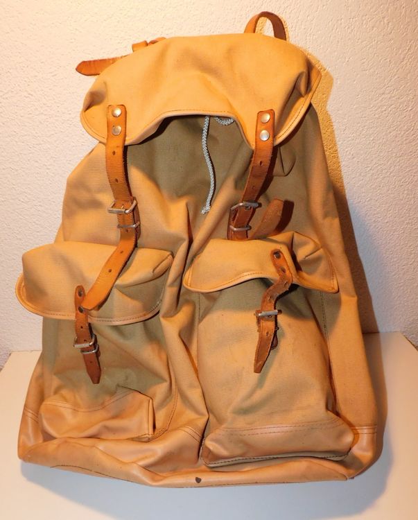 Rausverkauf - Rucksack Leinen Leder alt grosser Rucksack (Gebraucht) in ...