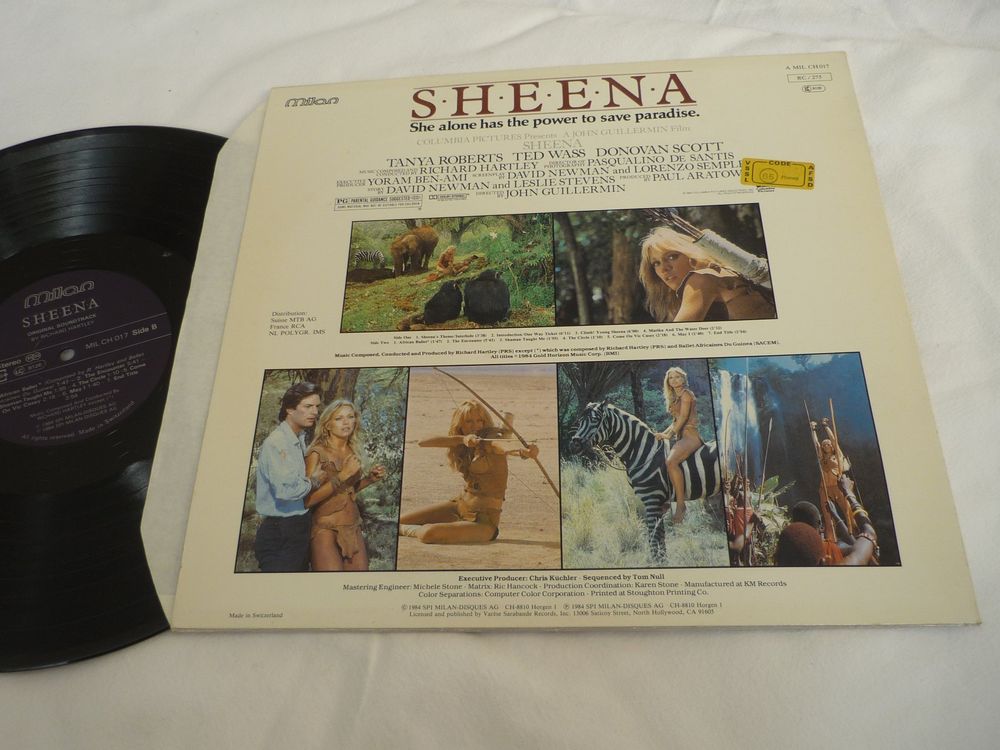 Vinyl Soundtrack - SHEENA - Richard Hartley Milan Swiss 1984 (Gebraucht ...