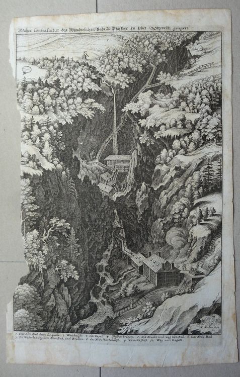 St.Gallen Bad Pfäfers Kupferstich von Merian um1642 SEHR RAR | Kaufen ...