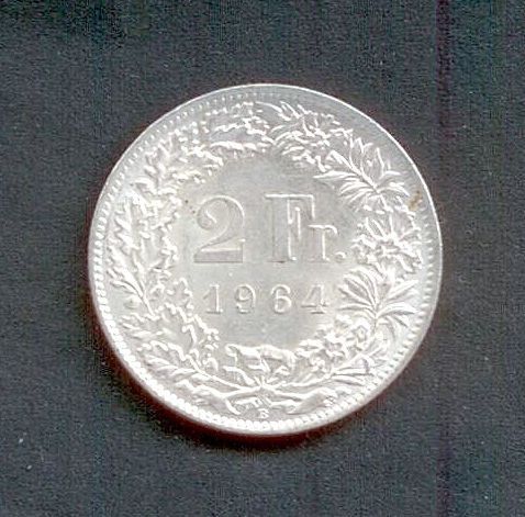 1964 Münze 2 Franken Silber (Gebraucht) in Eggersriet für CHF 4.9 – mit Lieferung auf Ricardo kaufen