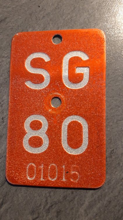 Velonummer / Fahrradnummer SG80 (Gebraucht) in Wattenwil für CHF 7 – mit Lieferung auf Ricardo ...