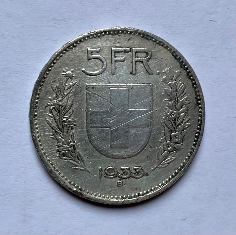 5 Franken Stück von 1933 | Kaufen auf Ricardo