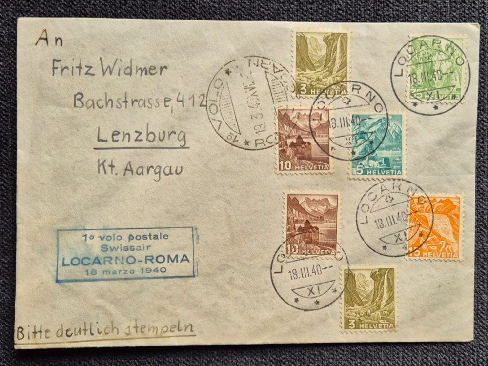 Alter Briefumschlag Locarno-Roma 1940 mit Briefmarken (Gebraucht) in Horw für CHF 2 – mit ...