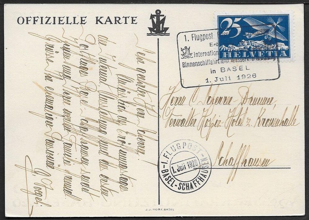 1926 Off. Karte Basel-Schaffhausen F5 TOP Ausführung ab 1.- | Kaufen auf Ricardo