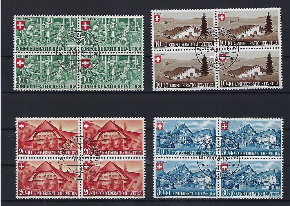 Pro Patria Viererblocks 1945 gestempelt 14690 | Kaufen auf Ricardo
