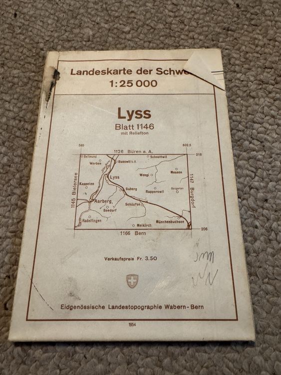 Stadtkarte Lyss 1954 (Gebraucht) in lyss für CHF 8 – mit Lieferung auf ...
