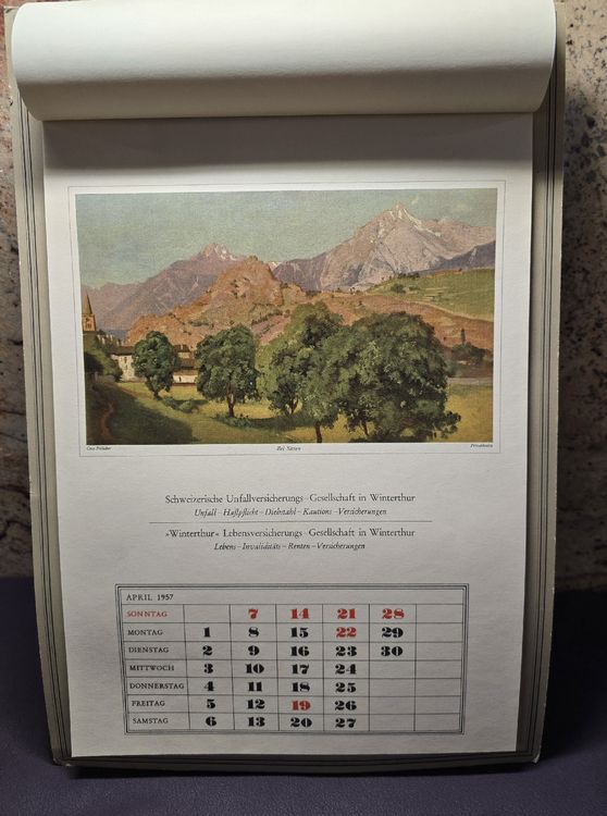 Winterthur Kalender 1957 mit Kunstbildern (Gebraucht) in Walkringen für CHF 5 – mit Lieferung ...