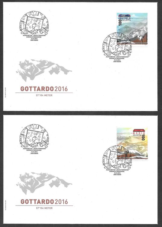 2 FDC 1588 - 1589 Serie Einzelmarken Gottardo ET 12.5.2016 | Kaufen auf Ricardo