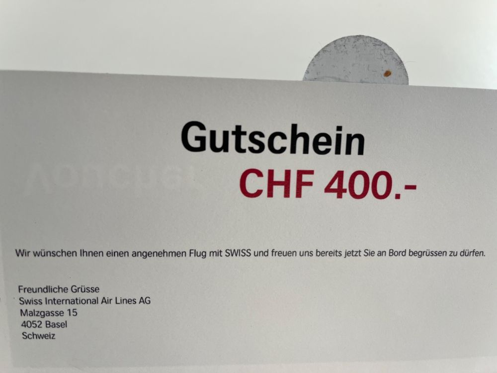 Swiss Gutschein CHF 400.- (Neu (gemäss Beschreibung)) in Zürich für CHF 345 – mit Lieferung auf ...