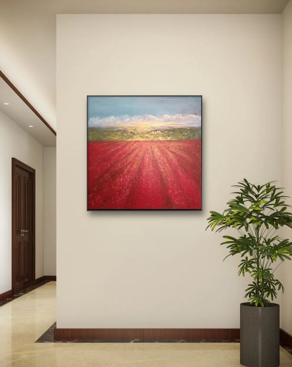 Moderne Kunst Acrylbild auf Leinwand "Roten Feld" 90 cm (Neu und originalverpackt) in Beinwil am ...