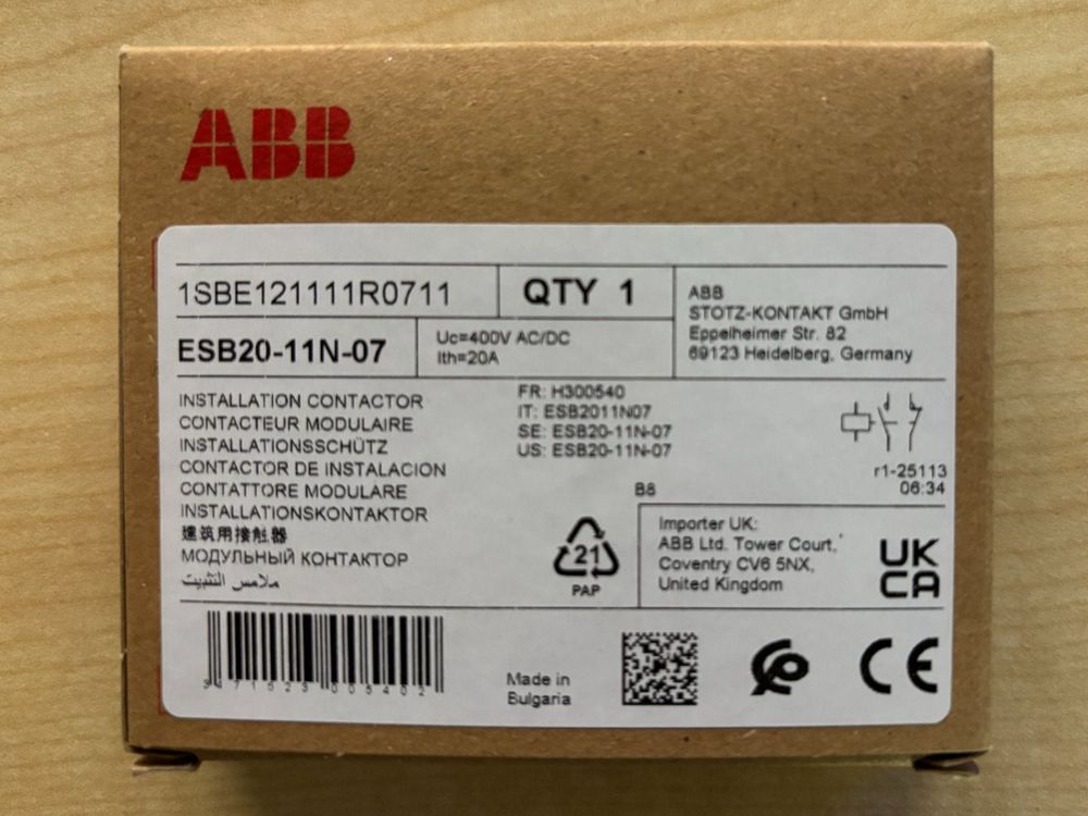 Installationsschütz ABB ESB20-11N-07 (Gebraucht) in Hasle LU für CHF 1 ...