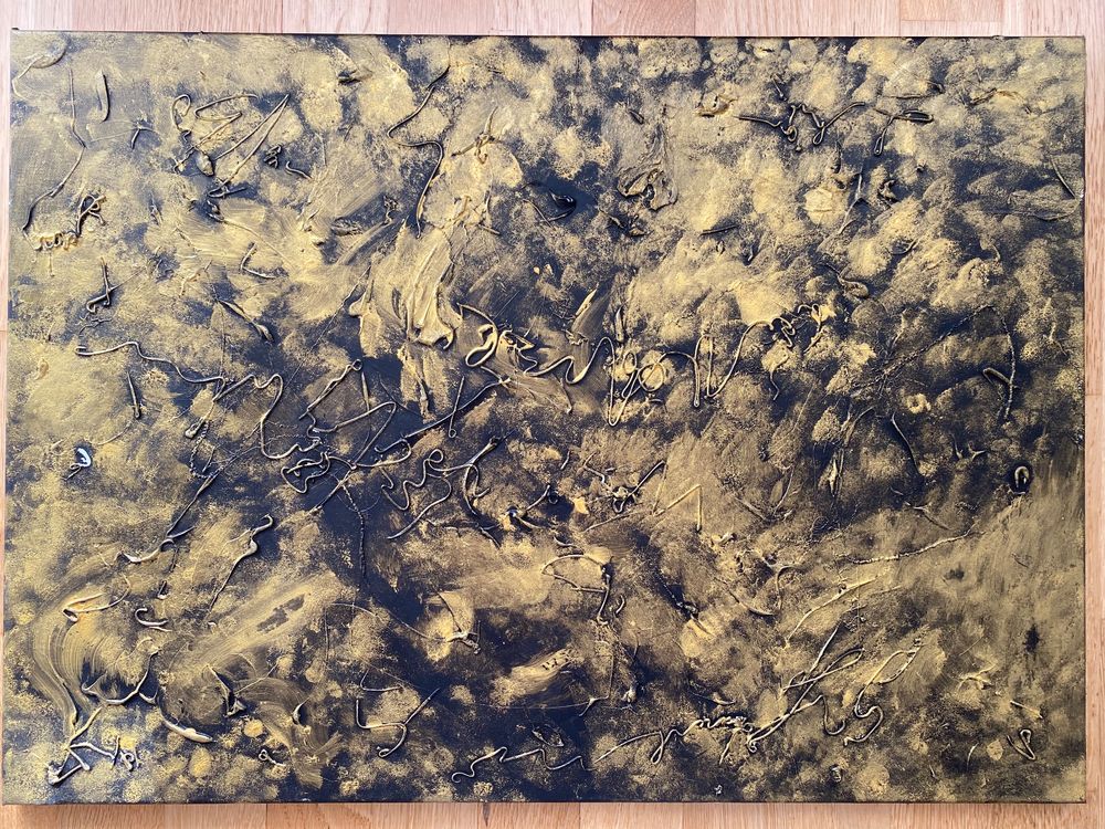 Acrylbild Abstract Schwarz-Gold 70x50cm | Kaufen auf Ricardo
