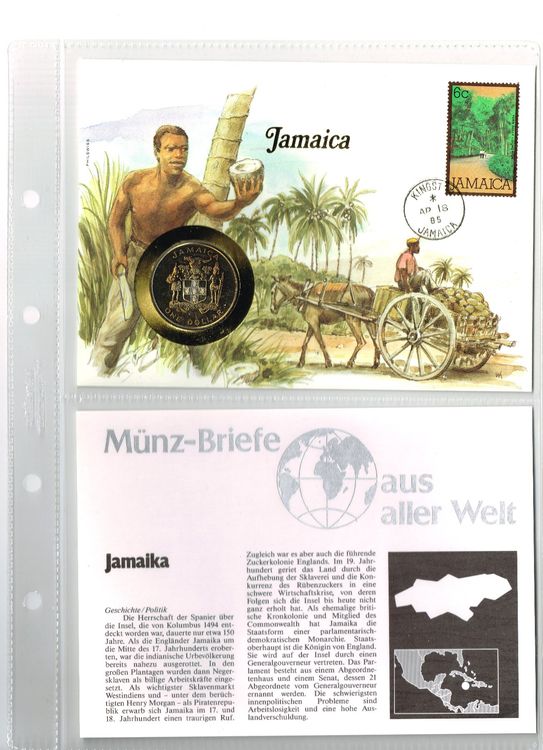 1985_Jamaika_Münzbrief mit Beschreibung (Gebraucht) in Hombrechtikon für CHF 1.3 – mit Lieferung ...