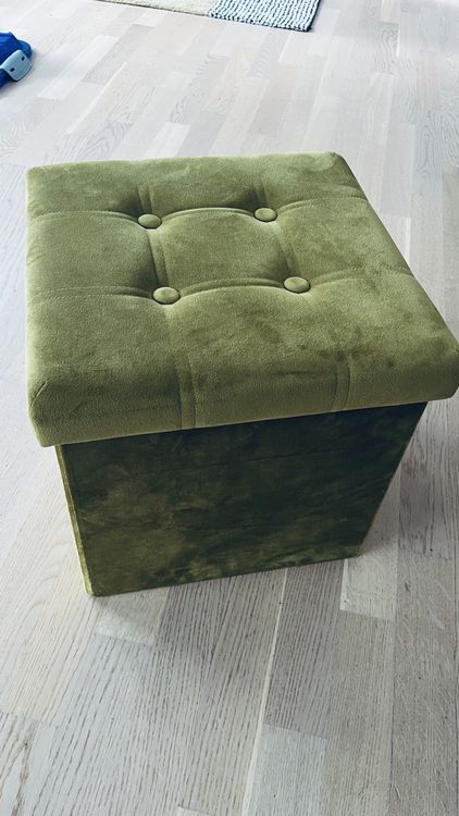 Olivgrüner Samt-Hocker mit Stauraum - Top Zustand! (Neu (gemäss ...
