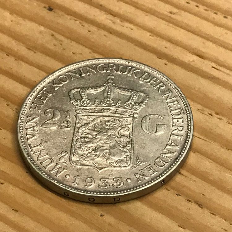 Münze Niederlande 2,5 Gulden 1933 Wilhelmina Grof Haare | Kaufen auf Ricardo