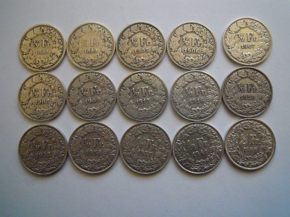 15 X 50 Rp. silber ab 1898 (Gebraucht) in Kriegstetten für CHF 23 – mit Lieferung auf Ricardo kaufen