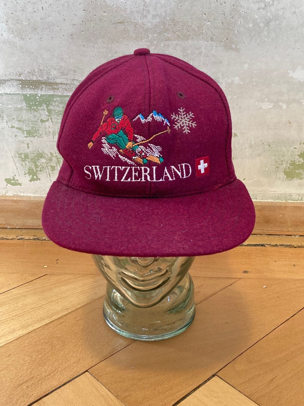 Vintage 90s Cap Switzerland Ski Wool Embroidered 6-Panel (Gebraucht) in ...
