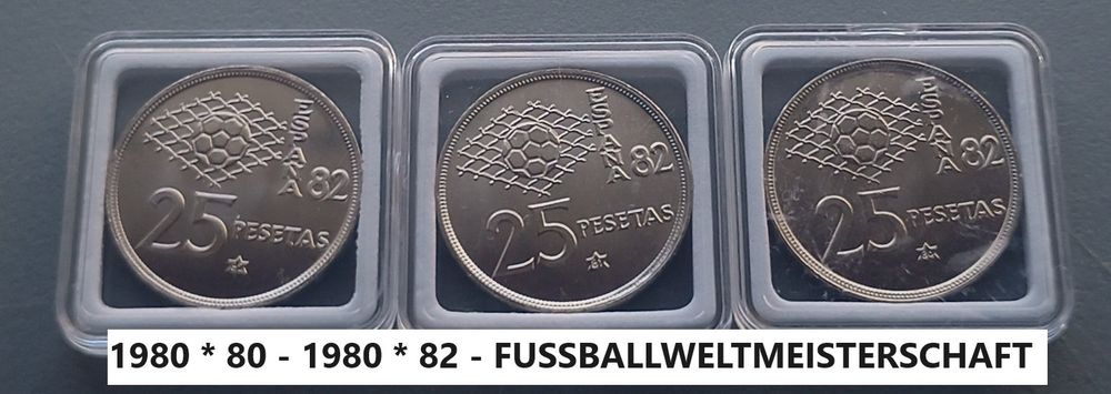 SPANIEN - 25 PESETAS 1975*80 bis 1984, KOMPLETT IN KAPSEL (Neu (gemäss Beschreibung)) in Tobel ...