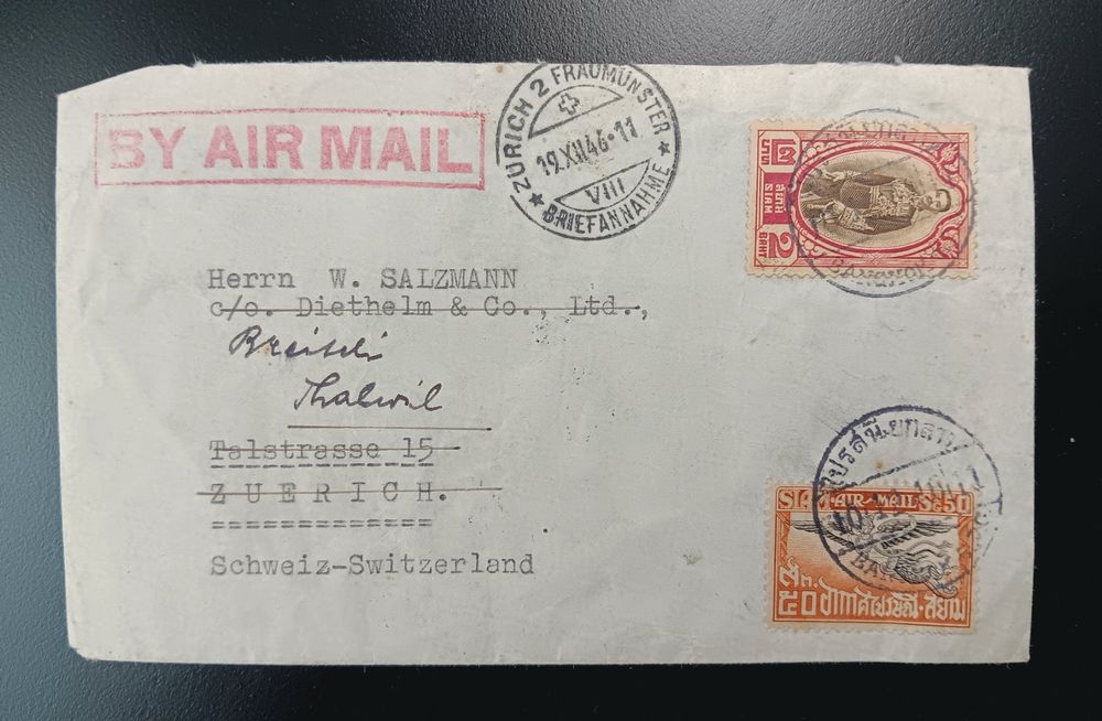SIAM, Brief, Bagkok - Thalwil ( Schweiz ) 1946 (Gebraucht) in Holderbank AG für CHF 14 – mit ...