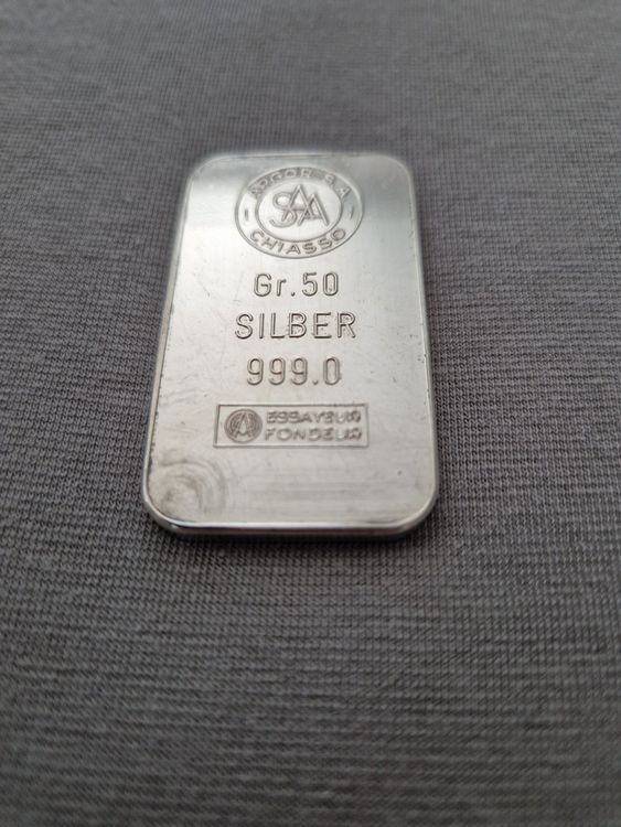 Silberbarren 50 Gramm ARGOR Fine Silver Feinsilber Silber (Gebraucht ...