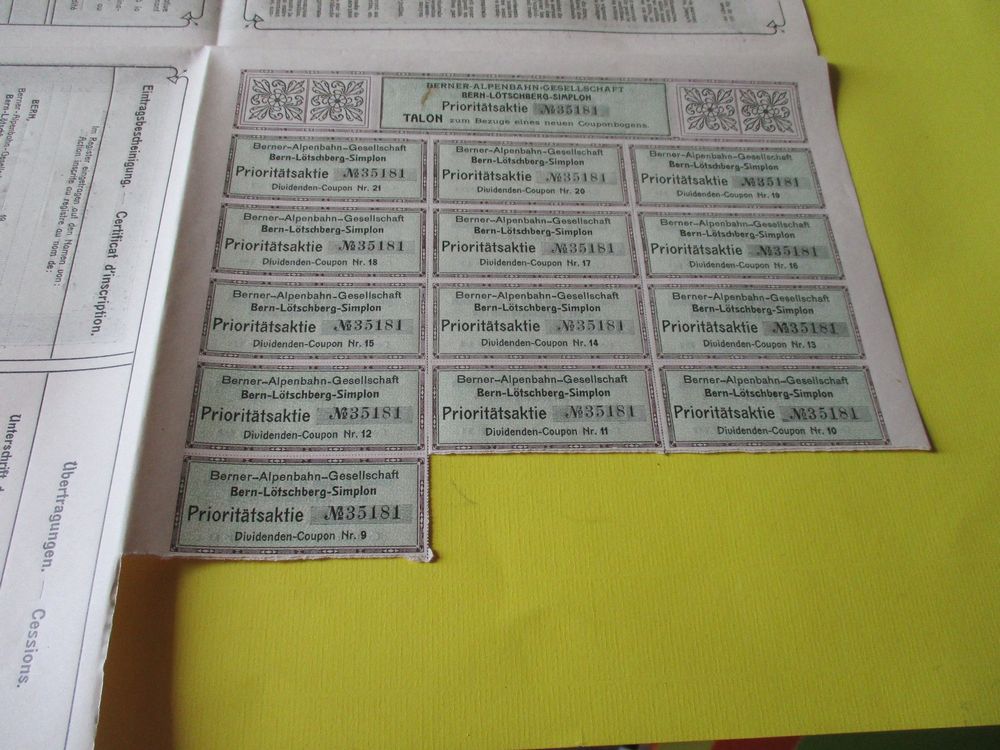 BERN LÖTSCHBERG SIMPLON Aktie | Kaufen auf Ricardo