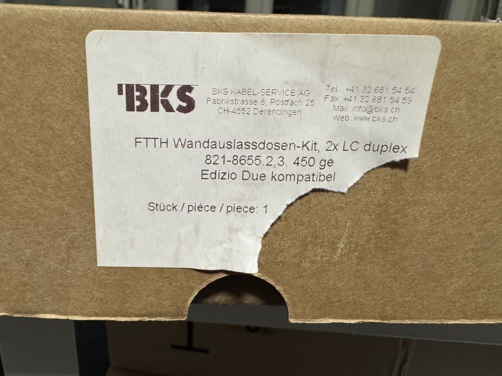 BKS FTTH Wandanschluss-Kit, 2x LC duplex, Edizio Due 49 (Neu (gemäss ...