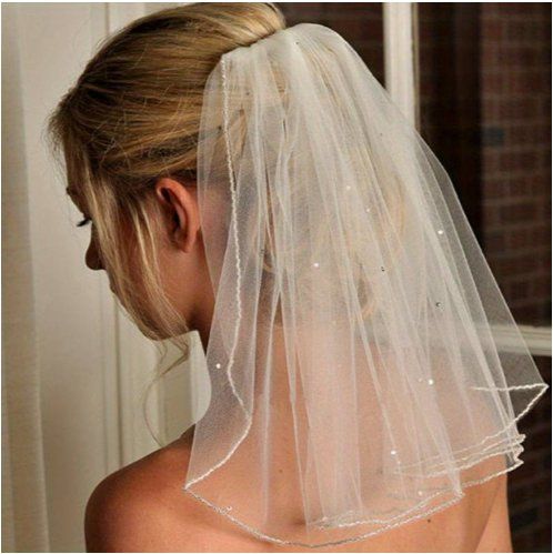NEUER Schleier Weiss 40cm mit Kamm & Strasssteinen - 224266 (Neu ...