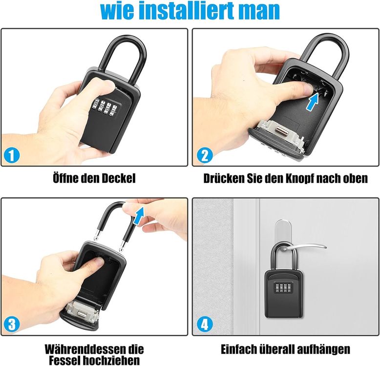 Schlüsselbox mit Code Hohe Sicherheit Wetterfest mit Bügel (Neu (gemäss ...
