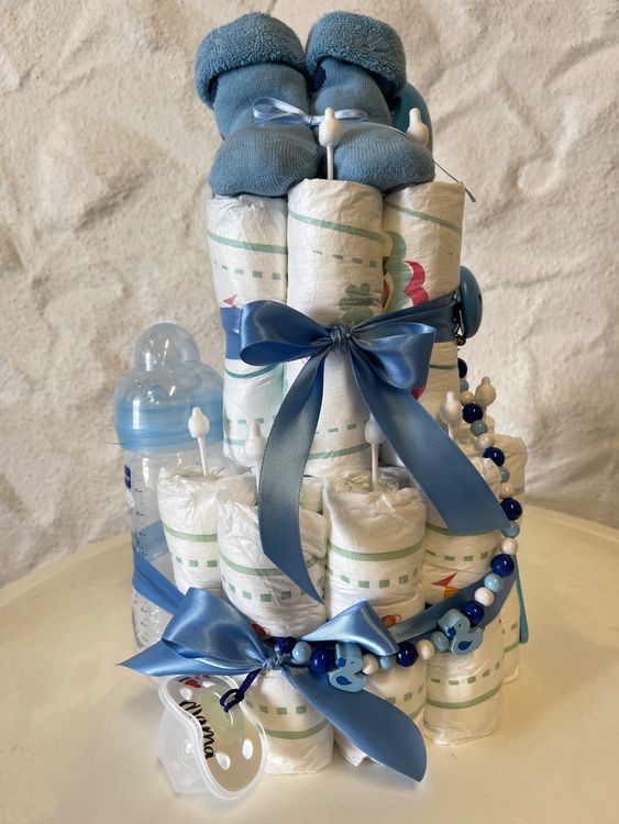 Windeltorte Ente blau, Baby Geschenk, Geburt, Taufe (Neu (gemäss ...