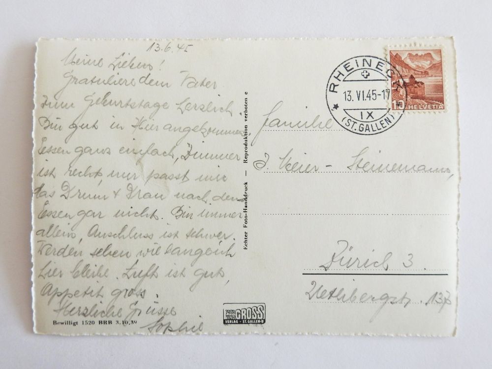 Historische Postkarte, Rheineck, gelaufen 1945 | Kaufen auf Ricardo