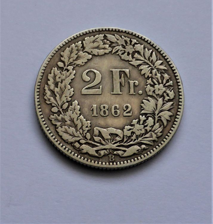160 Jahre alter SILBER 2 Fr. 1862 - sitzende HELVETIA (Gebraucht) in Buochs für CHF 92 – mit ...