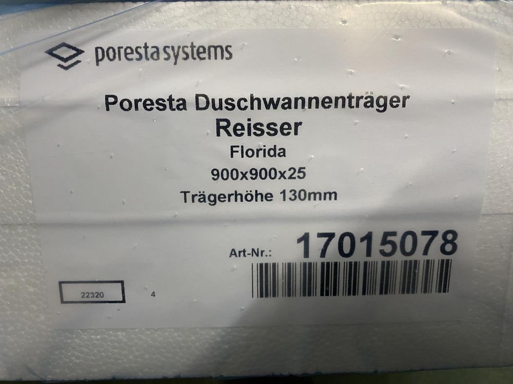 Poresta Duschwannenträger Reisser Florida 900x900x25mm (Neu und ...