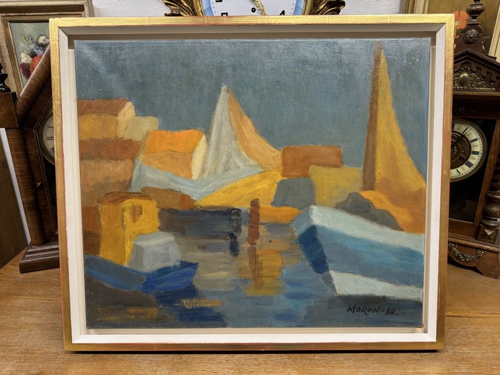 Tolles zeitgenössisches Ölbild „Port du Nord“ Georges Moron (Gebraucht ...