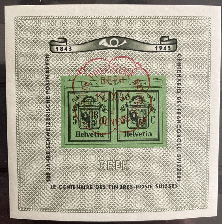 GEPH Block 1943 W18 ET gestempelt, SBK 60 Fr. (Gebraucht) in Flawil für CHF 9 – mit Lieferung ...