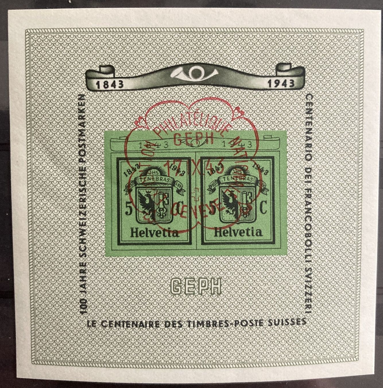 GEPH Block 1943 W18 ET gestempelt, SBK 60 Fr. | Kaufen auf Ricardo