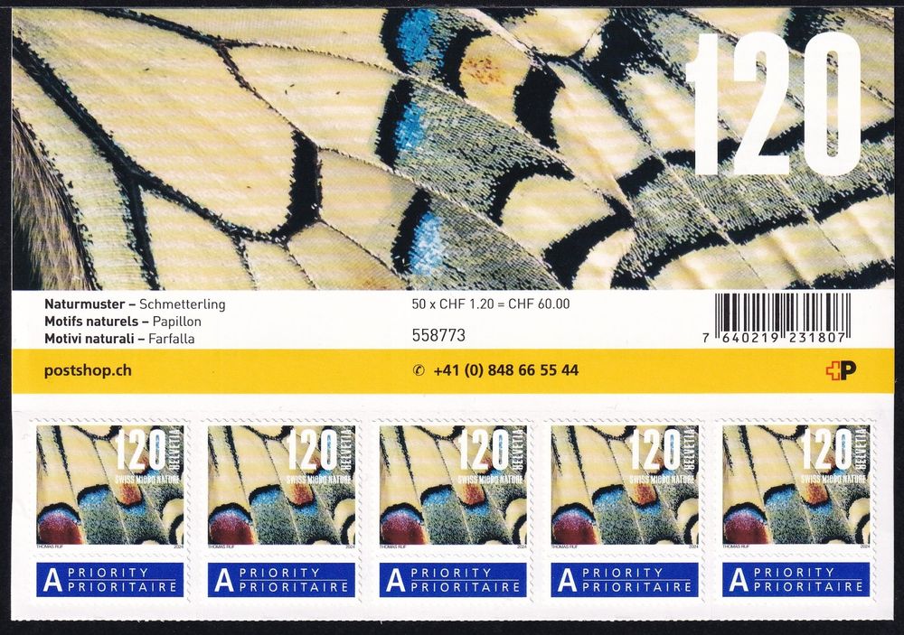 CH Briefmarken 50 x CHF 1.20er selbstklebend zum Frankieren (Gebraucht ...
