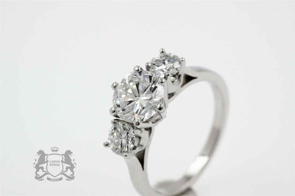Ring mit 3 Brillanten 2.16ct 18K Weissgold Zertifikat *S3002 | Kaufen auf Ricardo