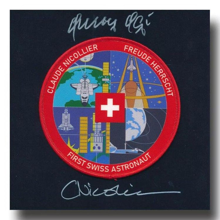 Signiert: Claude Nicollier Mission Patch & Biografiekarte... (Gebraucht ...