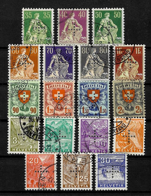 D II, 1-18, Verwaltungsmarken, 18 Werte gest./sign. (3877) (Gebraucht ...