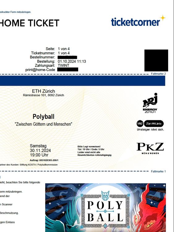 1-3 Polyball 2024 Tickets (LEGI) - 30.11.2024 (Neu (gemäss Beschreibung)) in für CHF 120 – mit ...