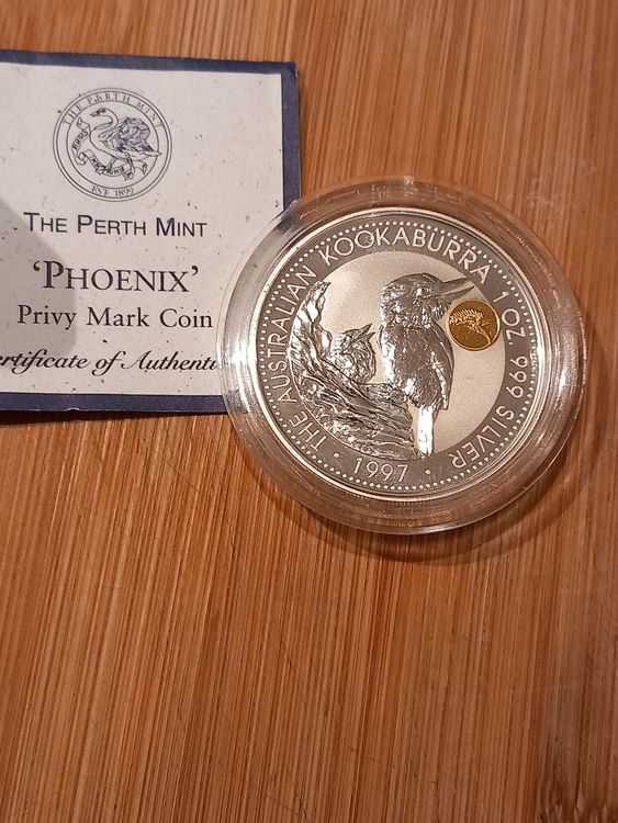 Kookaburra 1997, 1oz Silbermünze, Phoenix Privy Mark! (Neu und ...