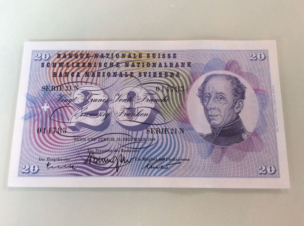 Schweizer Banknote 20.-Fr./Rarität 1959 (Neu (gemäss Beschreibung)) in ...