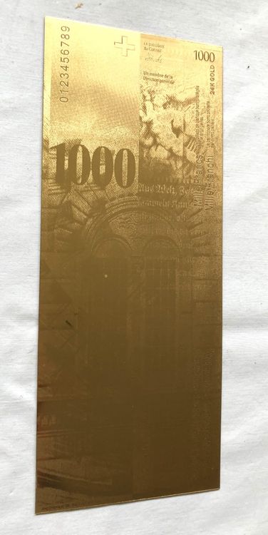Goldener 1000er Schein - 24 Karat vergoldet. (Gebraucht) in ...